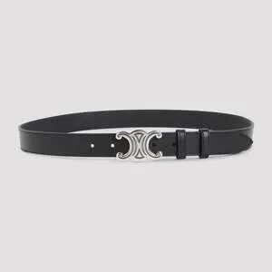 Celine Large Helium Leather Belt, 3 Cm Width - Black