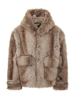 FOUND Faux Fur Hoodie - Brown