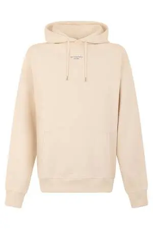 Drole De Monsieur Cotton Hooded Sweatshirt With Front Pocket - Beige