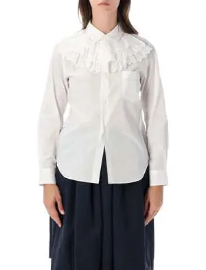 Comme Des Garçons Lace Bib Sheer Button-up Shirt - Bianco