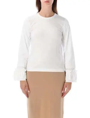 Comme Des Garçons Ruffled Cuff Long Sleeve Top - Bianco