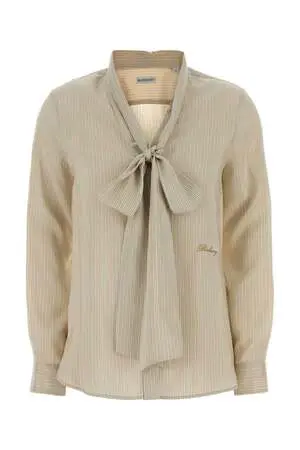 Burberry Embroidered Silk Shirt - Stripped