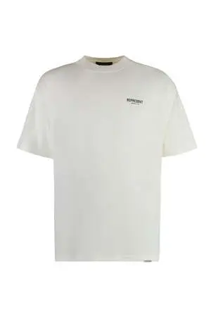 REPRESENT Cotton Crew-neck T-shirt With Back Maxi Print - Ivory