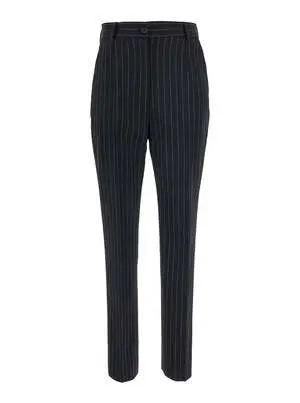 DOLCE E GABBANA Tailored Pinstriped Pants In Wool Blend - Black