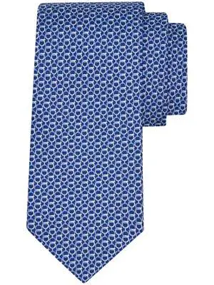 FERRAGAMO 100% Silk Tie For - Navy
