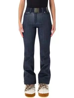Goldbergh High-waisted Flare Trousers With Belt - Navy Multi