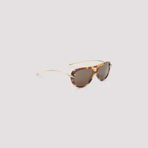 Bottega Veneta Acetate & Metal Sunglasses - Brown
