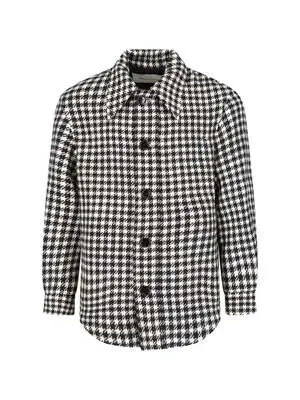 AMI Paris Wool Jacket With Horn Button & Leather Patch - Black