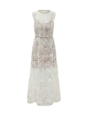 SELF-PORTRAIT Elegant Tulle Midi Dress - White