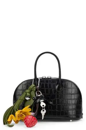 SELF-PORTRAIT Mini Leather Crocodile-effect Handbag - Black