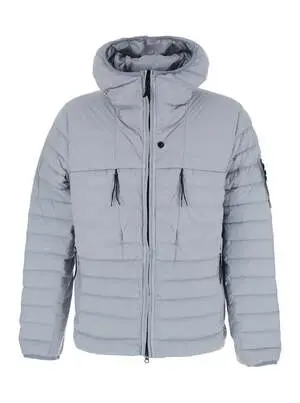 Stone Island Gray Down Jacket With High Collar In Tech Fabric For - Grey