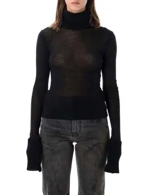 Our Legacy Sheer Ribbed Turtleneck Sweater - Nero