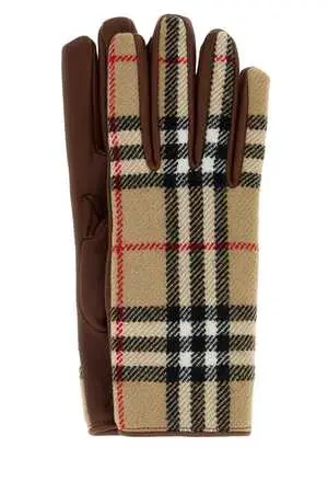 Burberry Wool And Leather Gloves - Multicolor