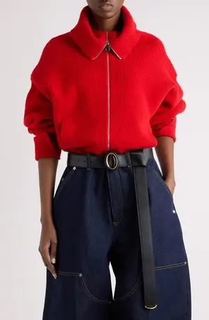 Givenchy Zip High Neck Cardigan - Red