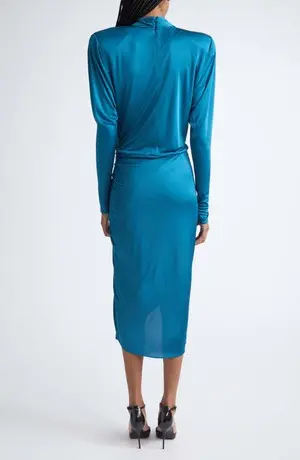 Balmain Draped Viscose Jersey Midi Dress