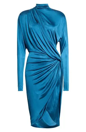 Balmain Draped Viscose Jersey Midi Dress