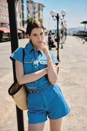 EXQUISE Denim Look Pocketed Shirt