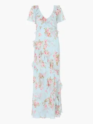 NEEDLE & THREAD Summer's Rose Georgette V-neck Gown