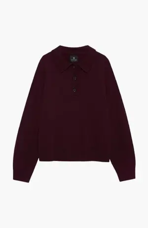 ANINE BING Lee Cashmere Polo Sweater