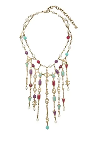 Chanel Multicolor Gold Logo Necklace - Multi