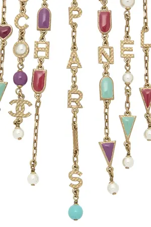 Chanel Multicolor Gold Logo Necklace