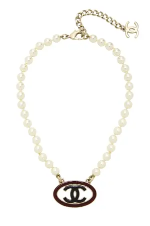 Chanel Gold 'cc' Faux Pearl Choker - Multi