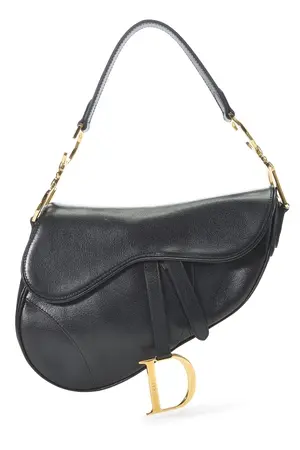 Dior Leather Saddle Bag - Black