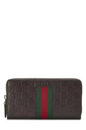 Gucci Ssima Web Zip Around Wallet - Brown