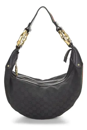 Gucci Gg Bamboo Banana Hobo - Black