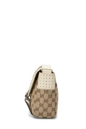 Gucci Cream Original Gg Buckle Flap Messenger