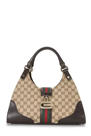 Gucci Original Gg Canvas Web Junco Shoulder Bag - Brown