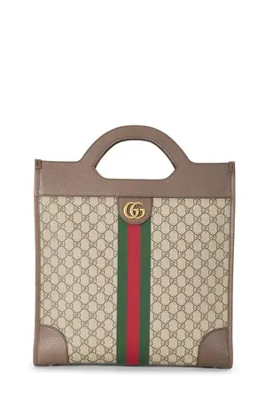 Gucci Gg Supreme Ophidia Vertical Tote - Brown