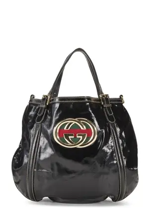 Gucci Patent Leather Britt Hobo - Black