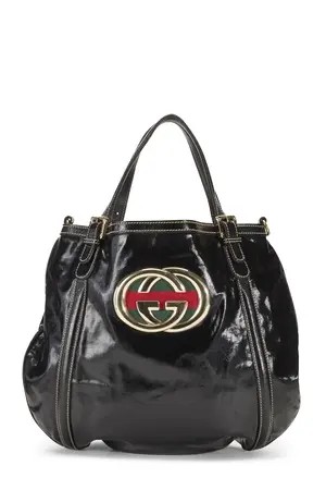 Gucci Patent Leather Britt Hobo - Black