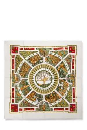 Hermès Multicolor 'le Songe De Poliphile' Silk Scarf 90 - White