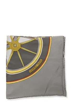 Hermès Multicolor 'washington's Carriage' Silk Scarf 90 - Grey