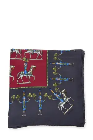 Hermès Multicolor 'les Artificiers' Silk Scarf 90 - Grey
