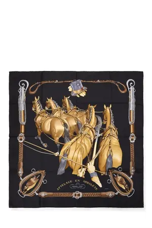 Hermès Multicolor 'attelage En Arbalète' Silk Scarf 90 - Black