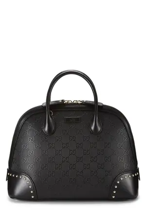 Gucci Embossed Top Handle Convertible Handbag - Black
