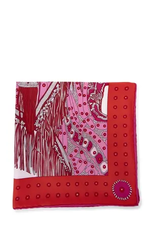 Hermès Multicolor 'selle De Dignitaire' Silk Scarf 90 - Red