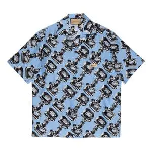 Gucci 3d Glass Horsebit Print Shirt 'light Blue Grey - Light Blue/grey