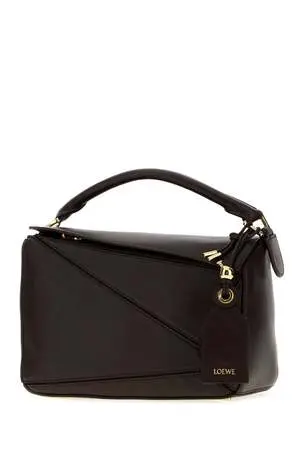 Loewe Dark Nappa Leather Small Featherlight Puzzle Handbag - Brown
