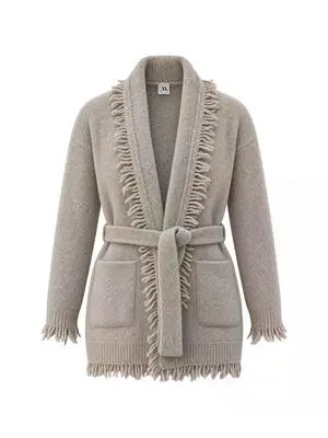 ANDRÈ MAURICE Fringe-trimmed Belted Jacket
