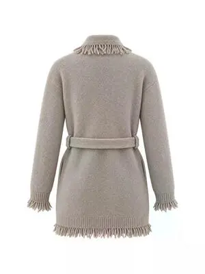 ANDRÈ MAURICE Fringe-trimmed Belted Jacket