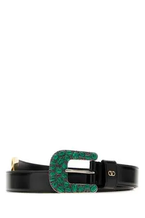 Valentino Garavani Leather Vlogo Signature Belt - Black