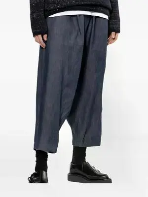 Comme Des Garçons Drop-crotch Cropped Trousers - Blue