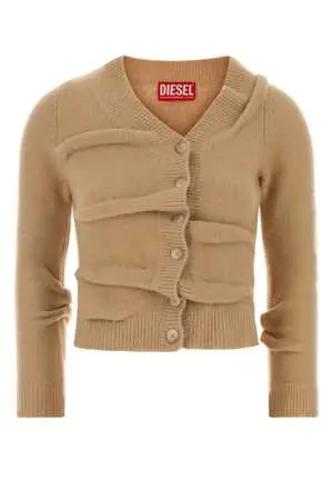DIESEL® Beige Stretch Wool Blend M-ava Cardigan - Brown