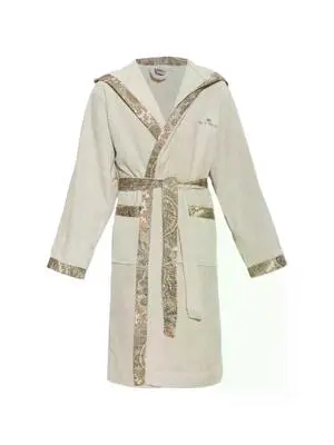 Etro Paisley-trim Hooded Bathrobe - Neutrals