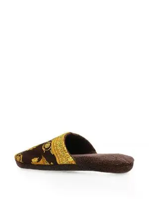 Versace Barocco-print Terry Slippers - Brown