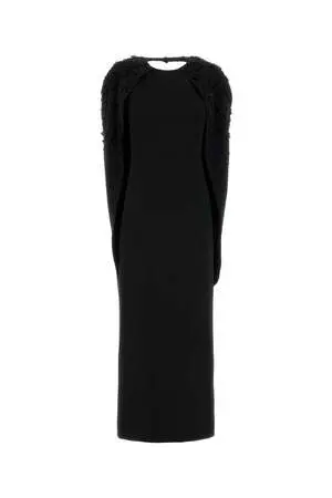 Alberta Ferretti Stretch Crepe Long Dress - Black